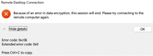 Data Encryption Error in RDP Connection - Power Sysadmin Blog